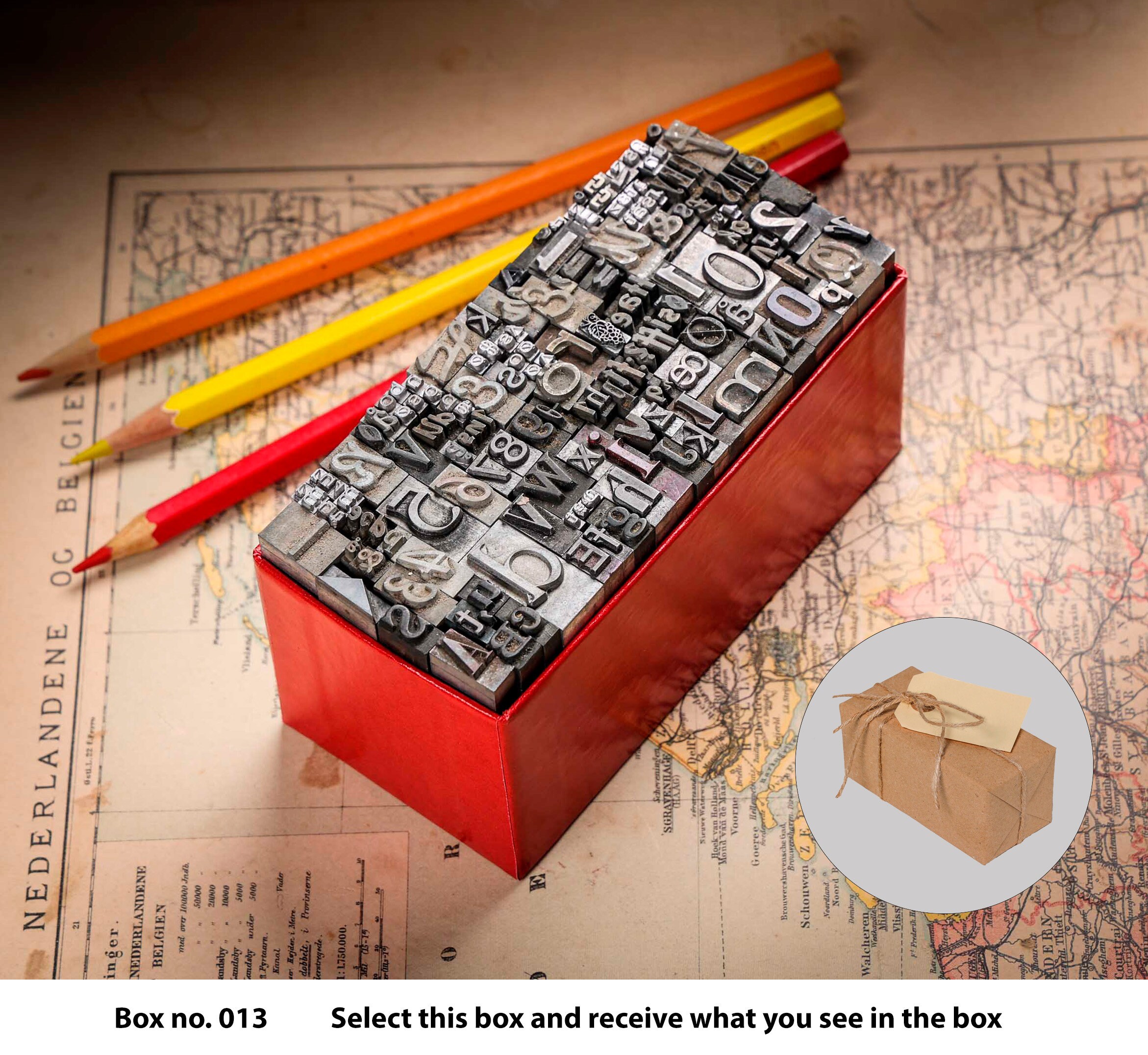 Gift Boxes, 1kg / 35 Oz of Antique Letterpress Letter Blocks, Complete ...