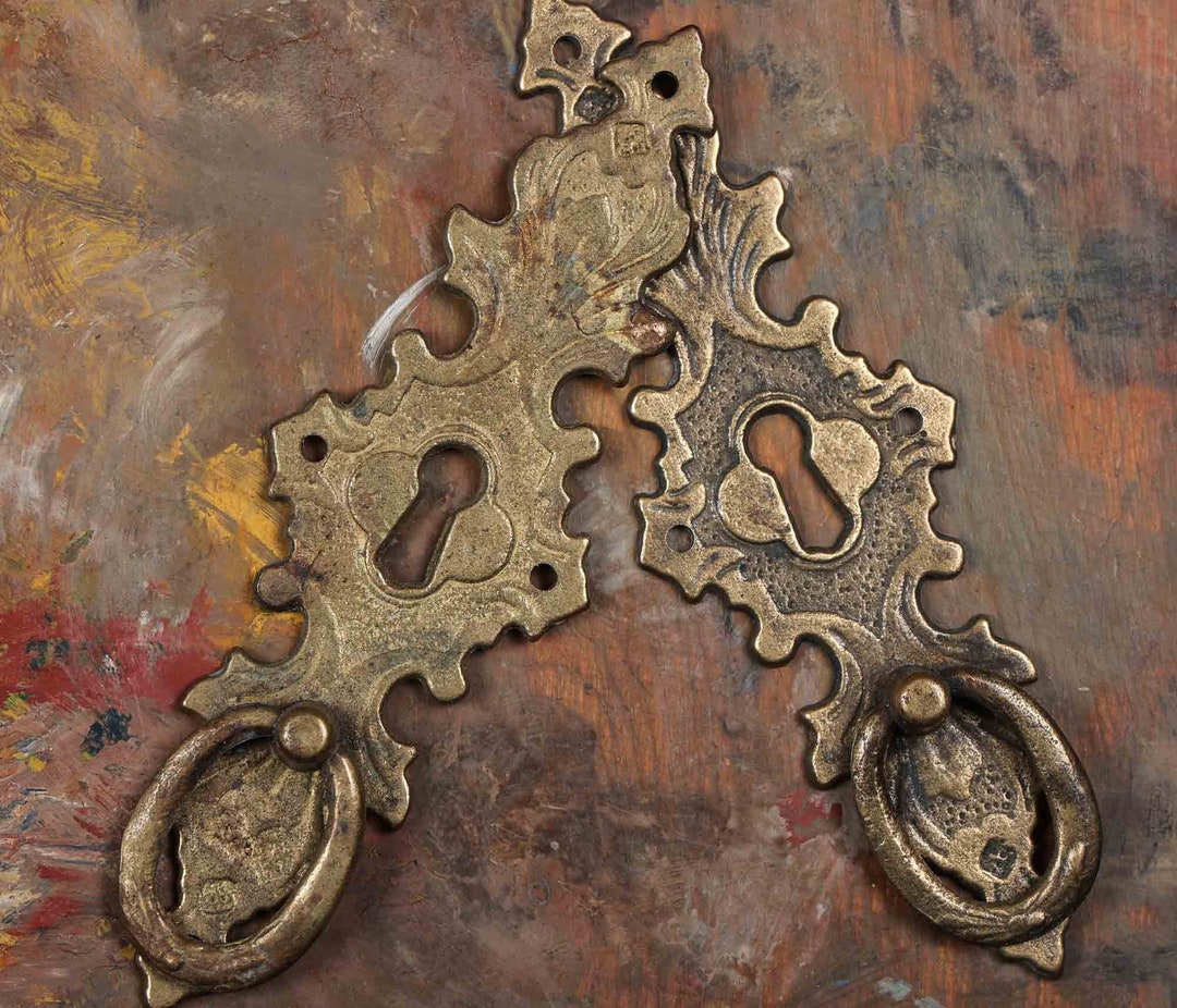Vintage Reclaimed Antique Drawer Handles With Keyholes, Salvage From ...