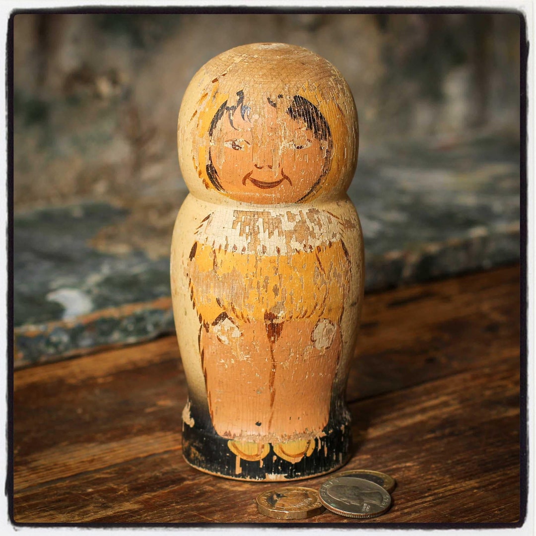 Rare and Unique Inuit Eskimo Piggybank in Wood - Etsy