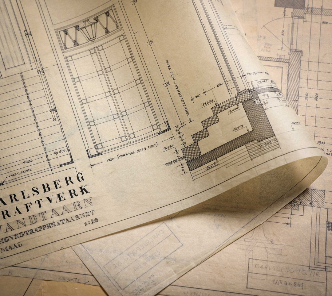 Set of 3 Vintage Original Blueprints, Carlsberg Brewery, Copenhagen ...