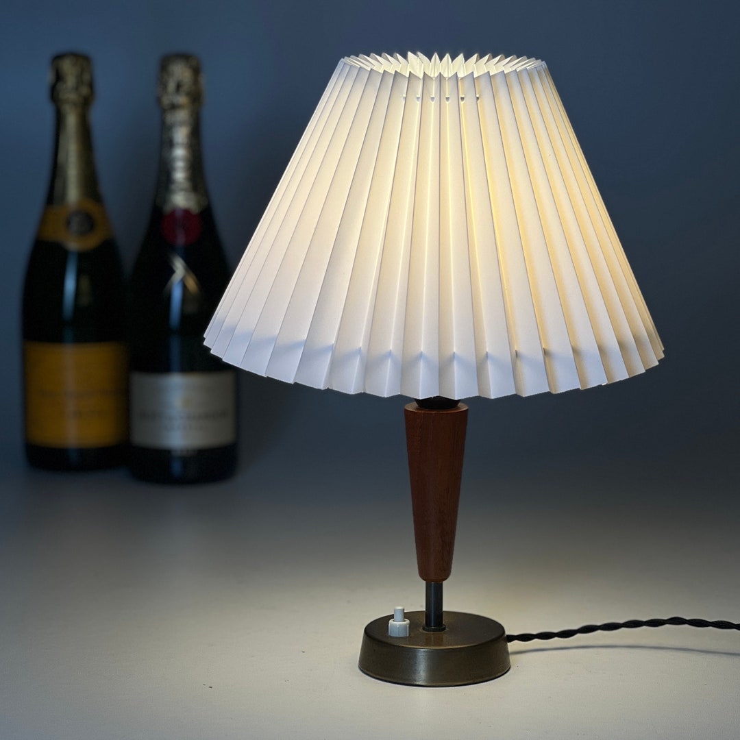 Vintage Small Table Lamp, Denmark 1960’s Brass and Teak Wood - Etsy