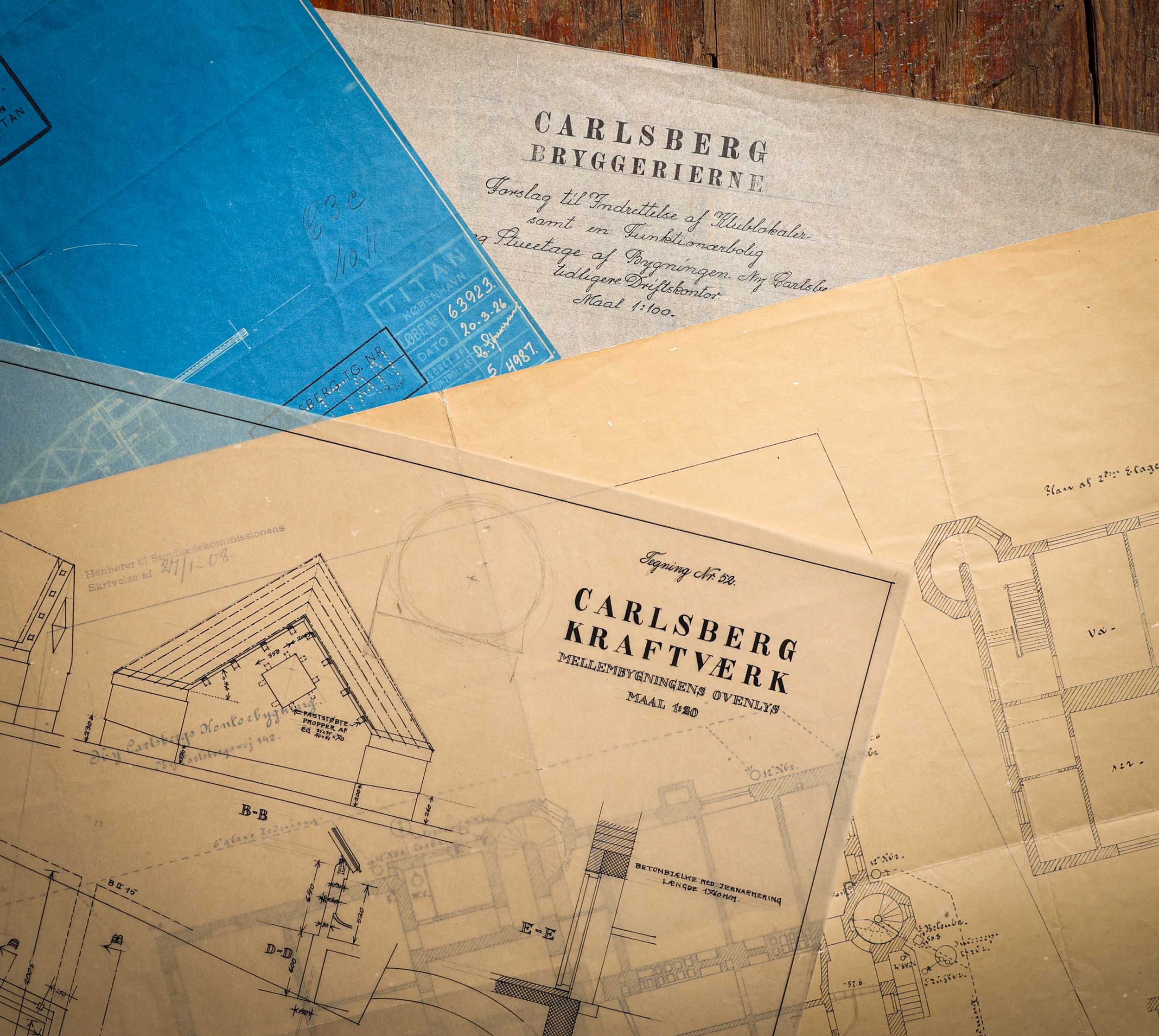 Set of 3 Vintage Original Blueprints, Carlsberg Brewery, Copenhagen ...