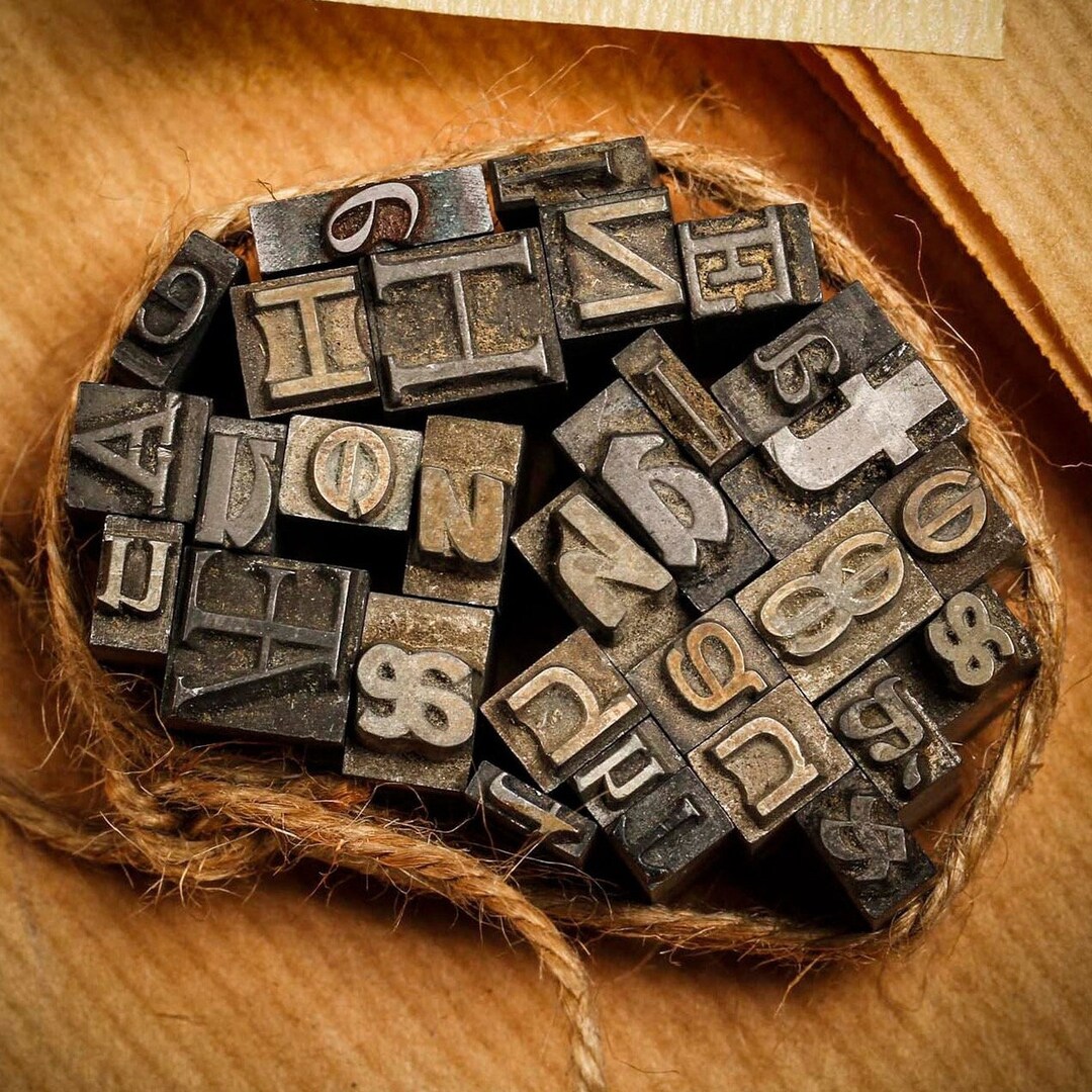 Set of T,a,h,e,n,æ Antique Letterpress Letter Blocks, Vintage Printer ...