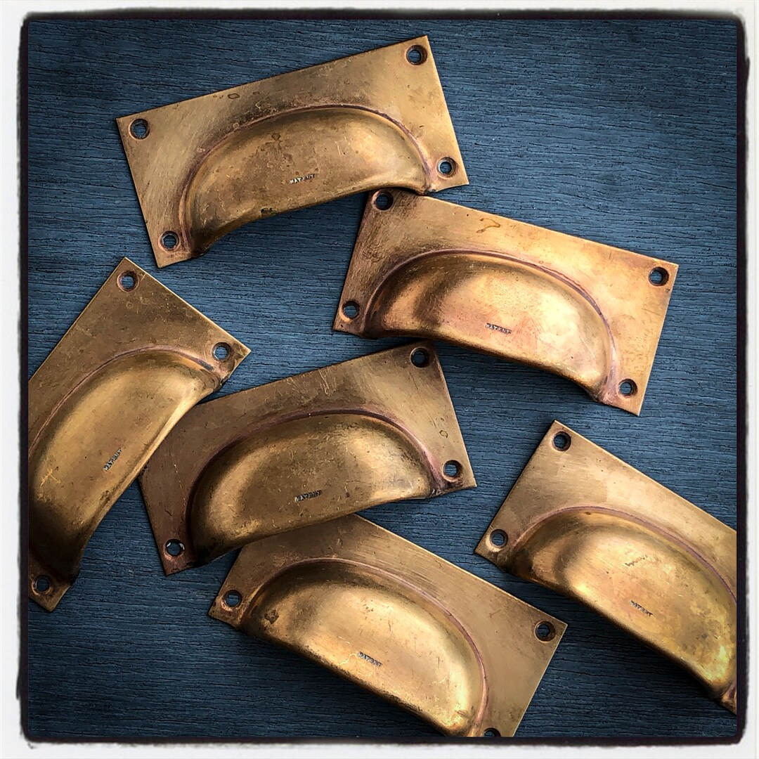 Vintage 1920-30 Drawer Pulls - Copper With Gilded Brass Finish - Etsy