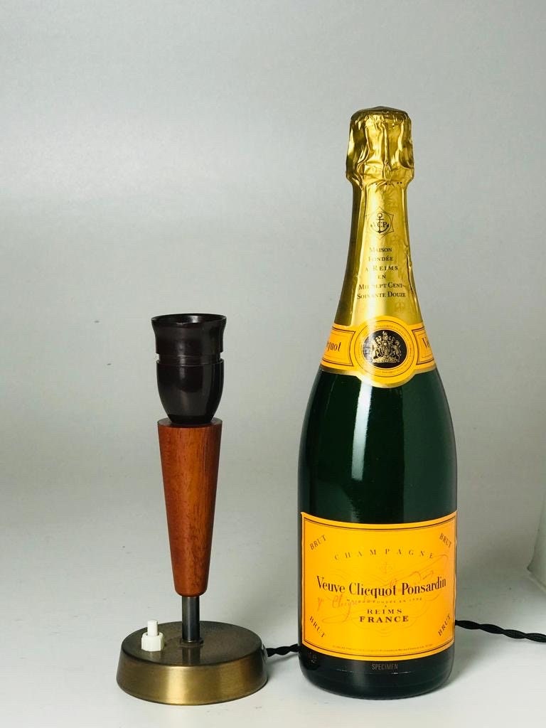 Vintage Small Table Lamp, Denmark 1960s Brass and Teak Wood - Etsy