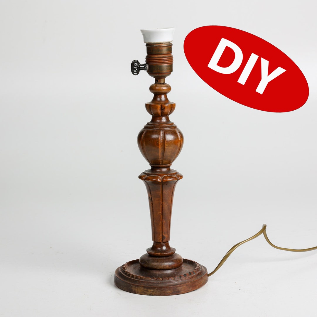 Carved Wood Lamp, Danish Table Lamp, Sold as a DIY Project. - Etsy