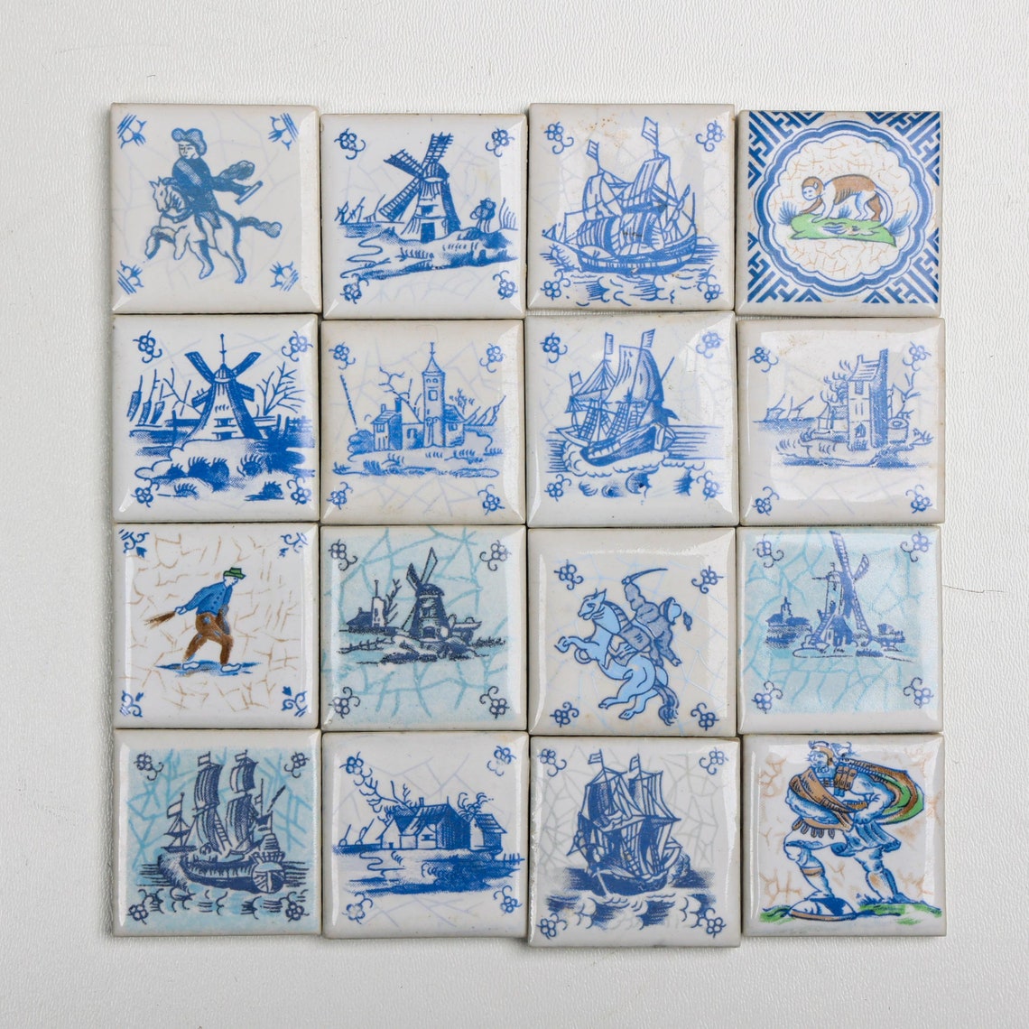 Vintage 1950s Driessen Chocolate Tiles – Dutch Ceramic Delft Style ...