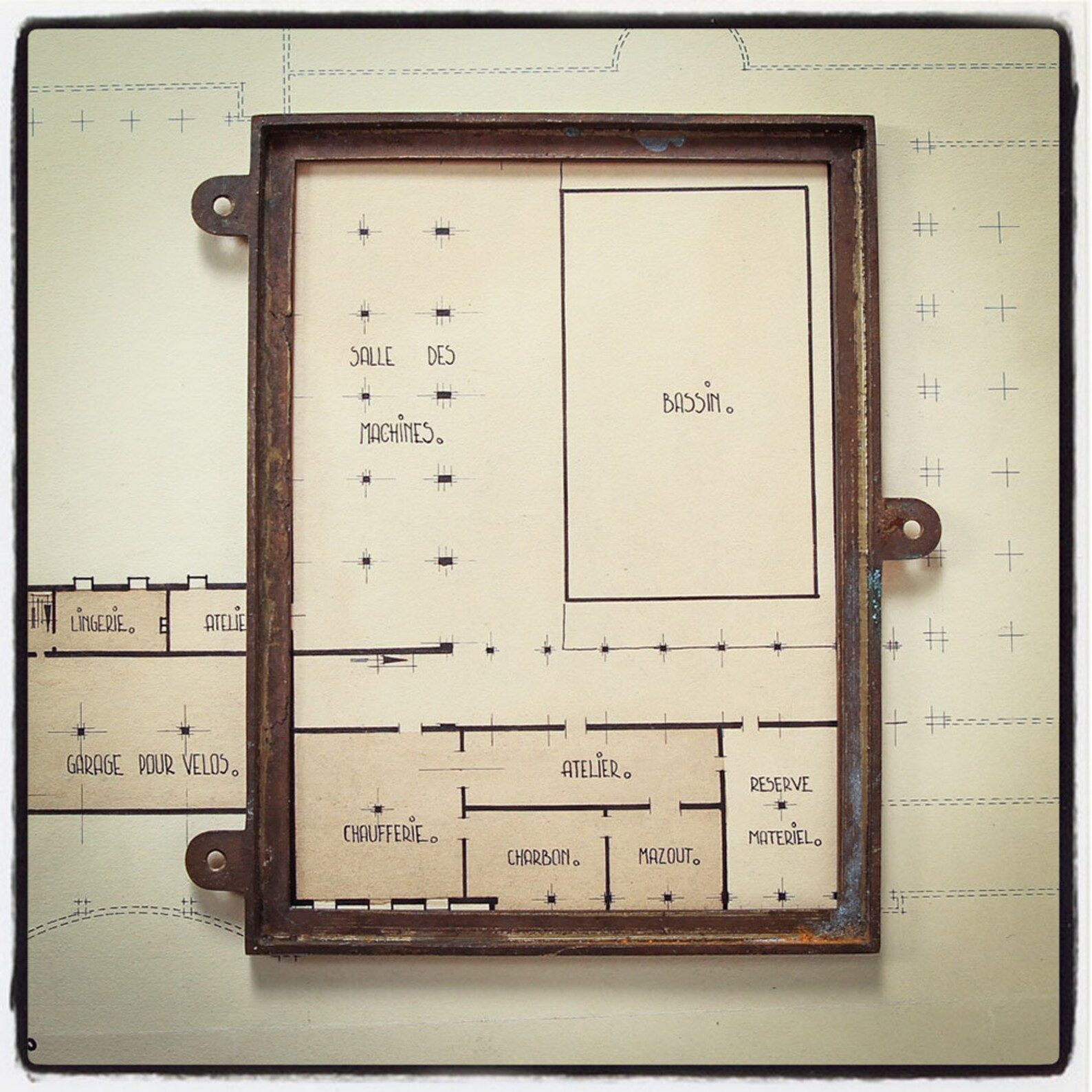 Vintage Information Frame for Fixed Mounting, Made of Brass. Originates ...