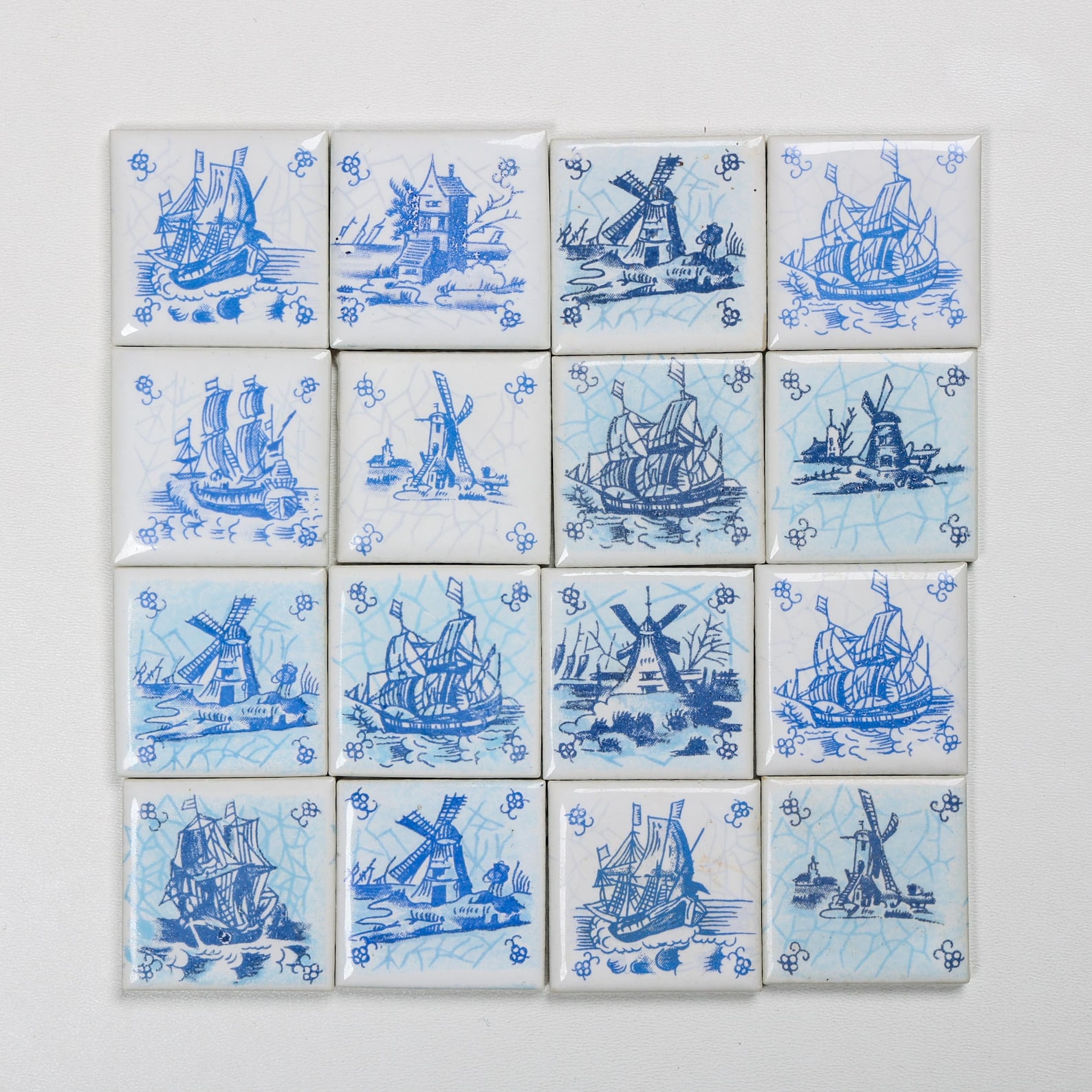 Vintage 1950s Driessen Chocolate Tiles – Dutch Ceramic Delft Style ...