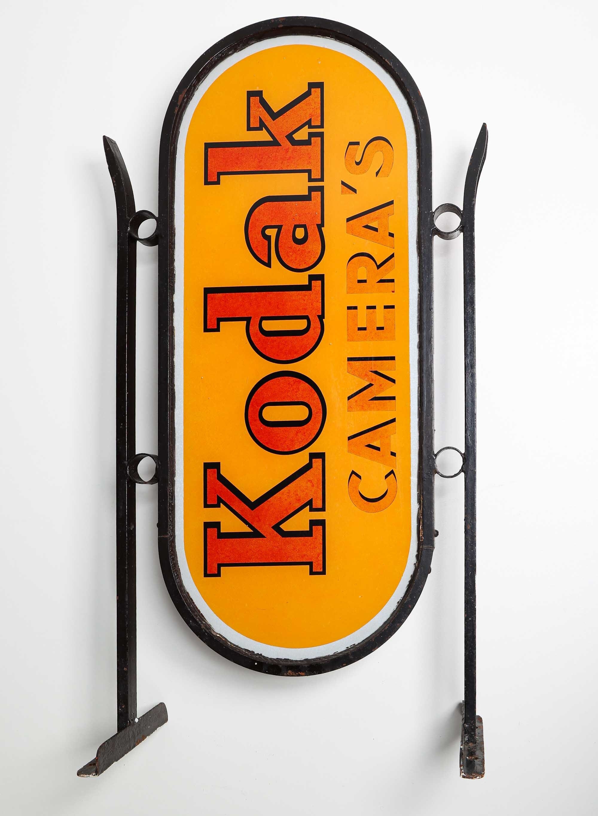Kodak Films & Camera's, Double-sided Glass Sign, Mounted in Iron Frame ...