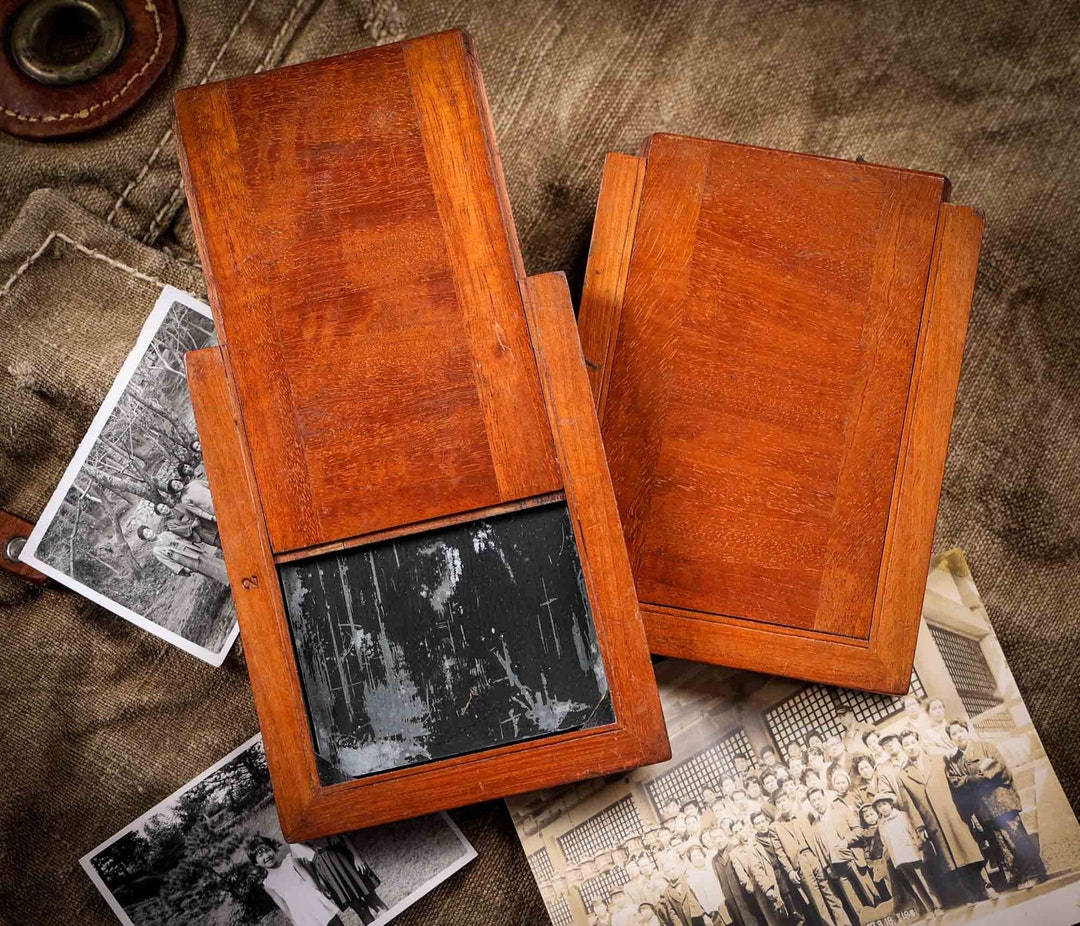 Set of 2 Antique Slotted Wood Frame Film Holder, Old Wooden Film Holder ...