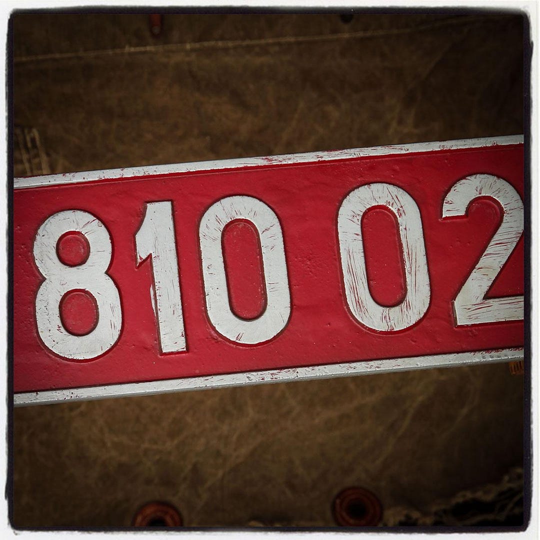 Vintage Cast Iron Number Plate – Bold Red and Silver - Etsy