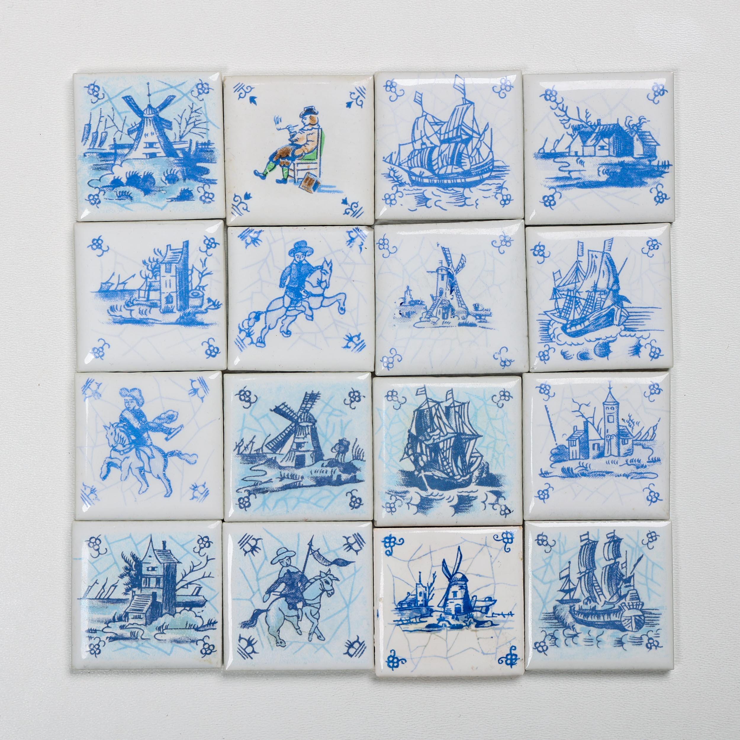 Vintage 1950s Driessen Chocolate Tiles – Dutch Ceramic Delft Style ...