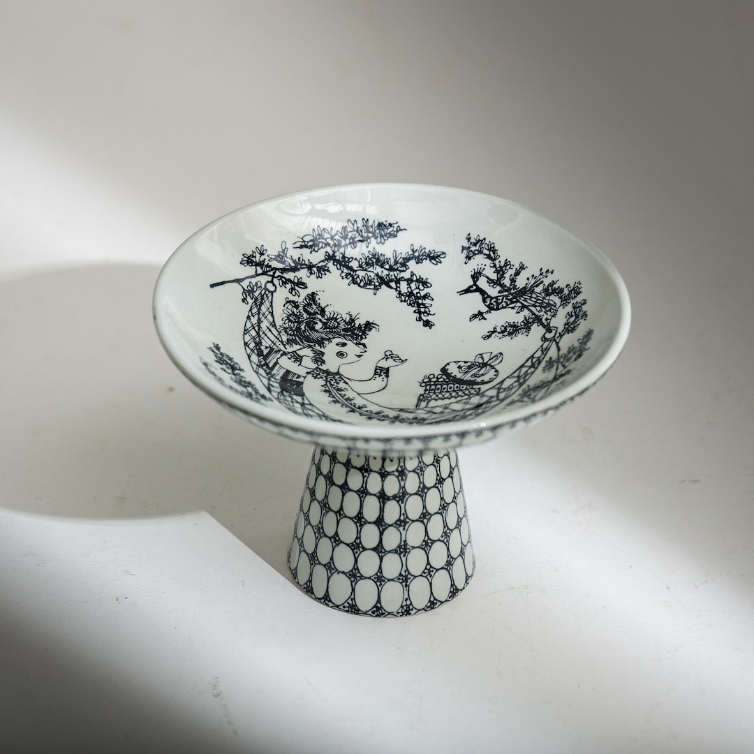 Bjørn Wiinblad Praline Footed Dish for Nymølle – Black & White Pattern ...
