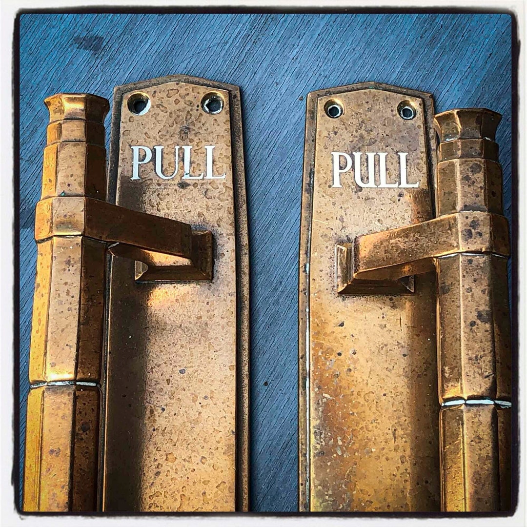 Antique Pull Plate Handles set of 2 Beautiful Door Handles in Patinated ...