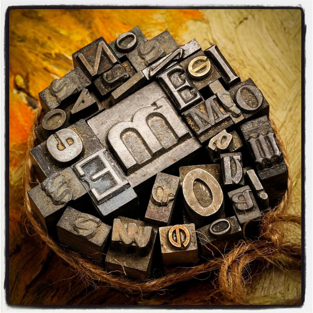 Set of A,i,e,m,n,o Antique Letterpress Letter Blocks, Vintage Printer ...