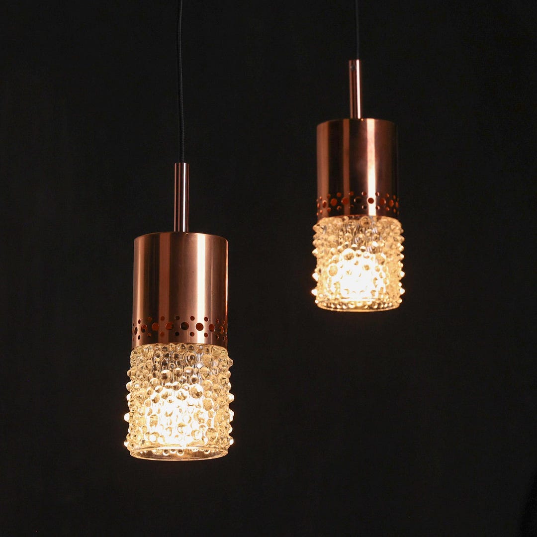 Vintage Copper Bubble Glass Pendant Lamps – DDR 70s Lighting (pair) - Etsy