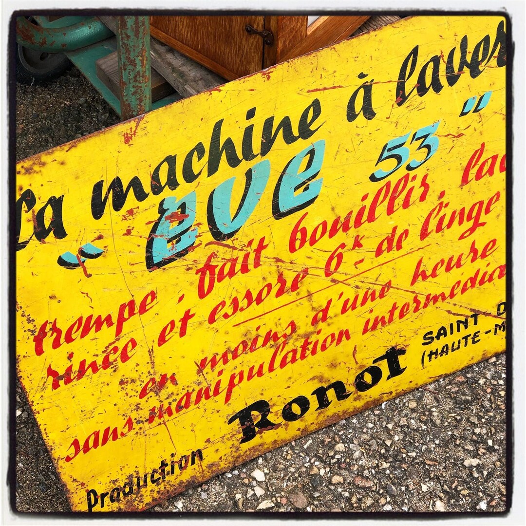 French Advertising Sign for Washing Machine, Painted Metal "la MACHINE ...