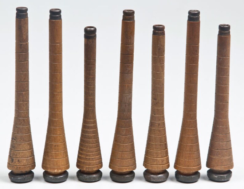 Vintage Frence Industrial Wooden Textile Mill Spool Thread Bobbin ...