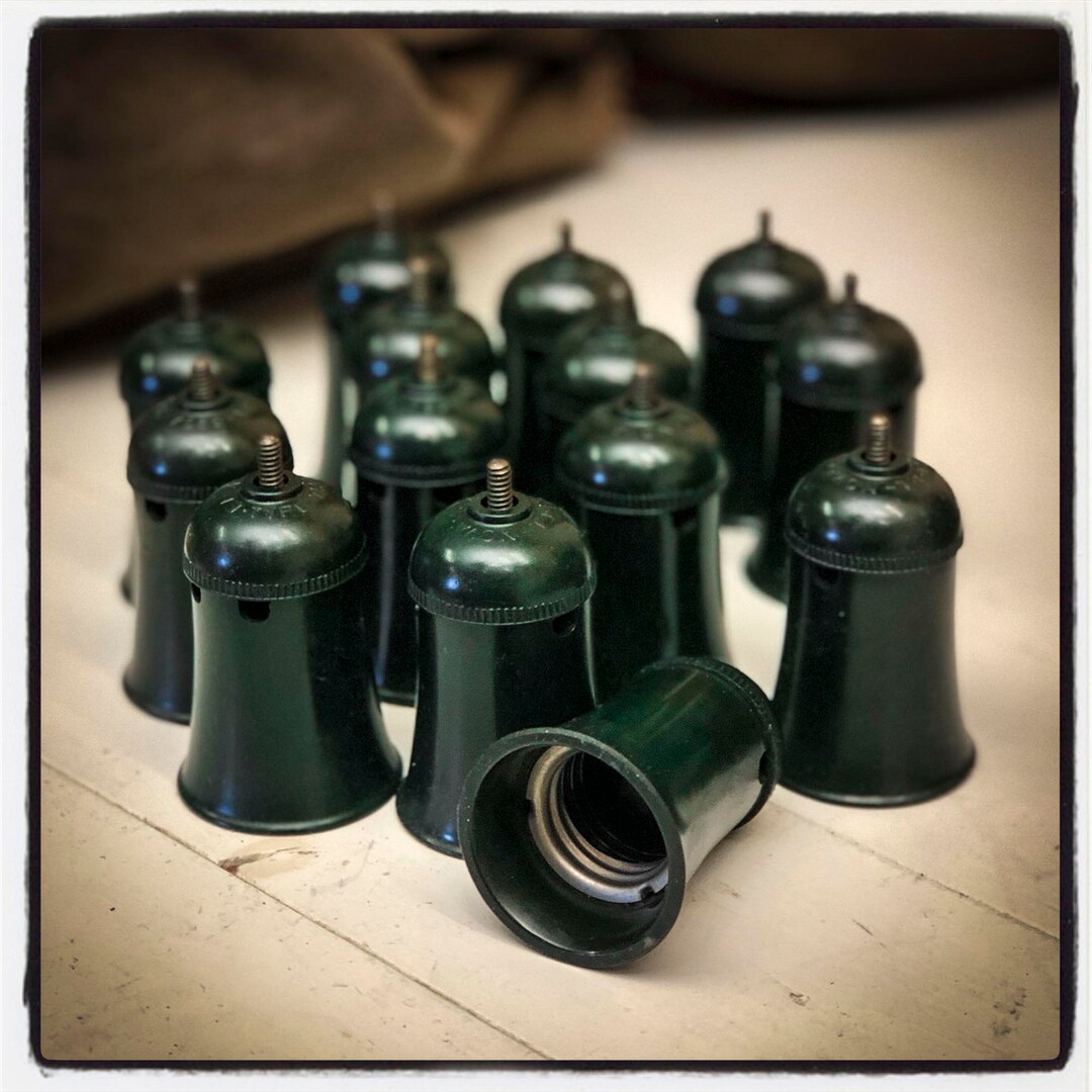 Vintage EL-NOVA Bakelite Sockets in Dark Green Color, Theater Stage ...