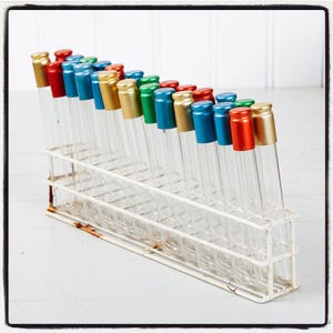 Vintage Test Tubes With Colorful Caps – Complete Set With Rack From Cap ...