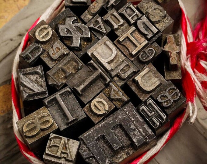 Set of T,a,h,e,n,æ Antique Letterpress Letter Blocks, Vintage Printer ...