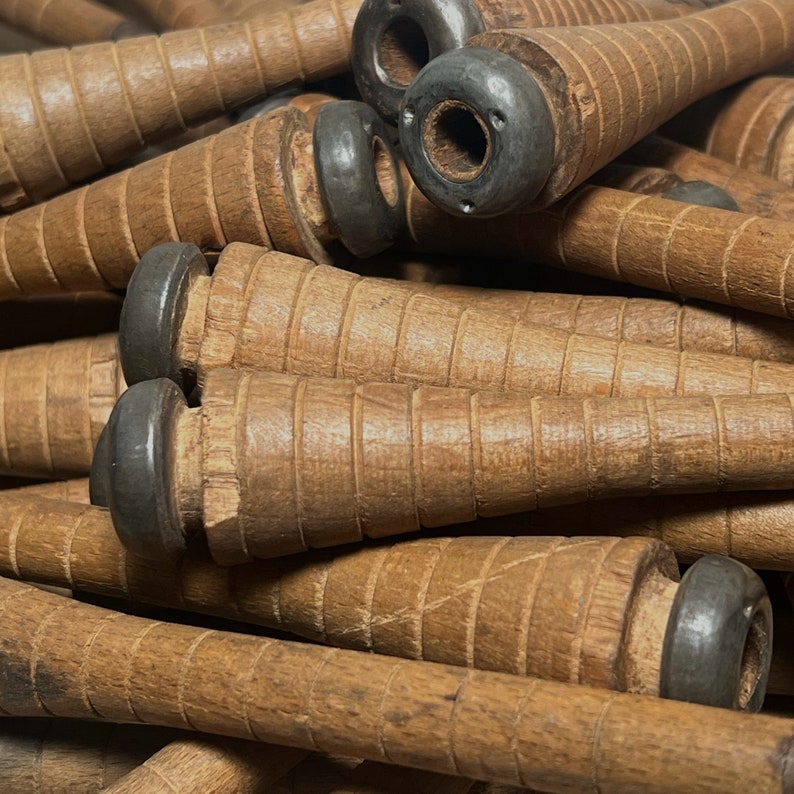 Vintage Frence Industrial Wooden Textile Mill Spool Thread Bobbin ...