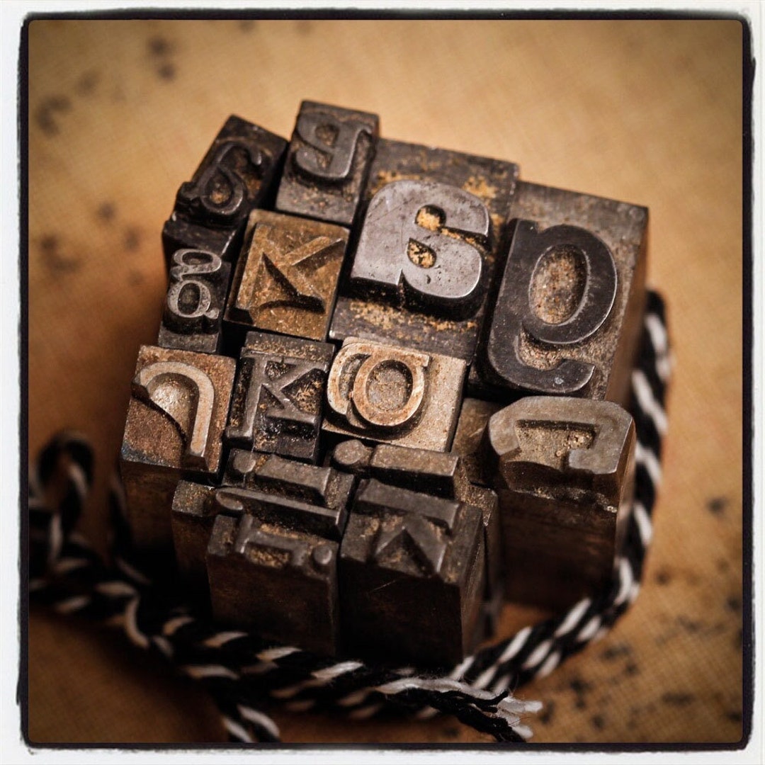 Set of A,k,g,j,i Antique Letterpress Letter Blocks, Vintage Printer ...