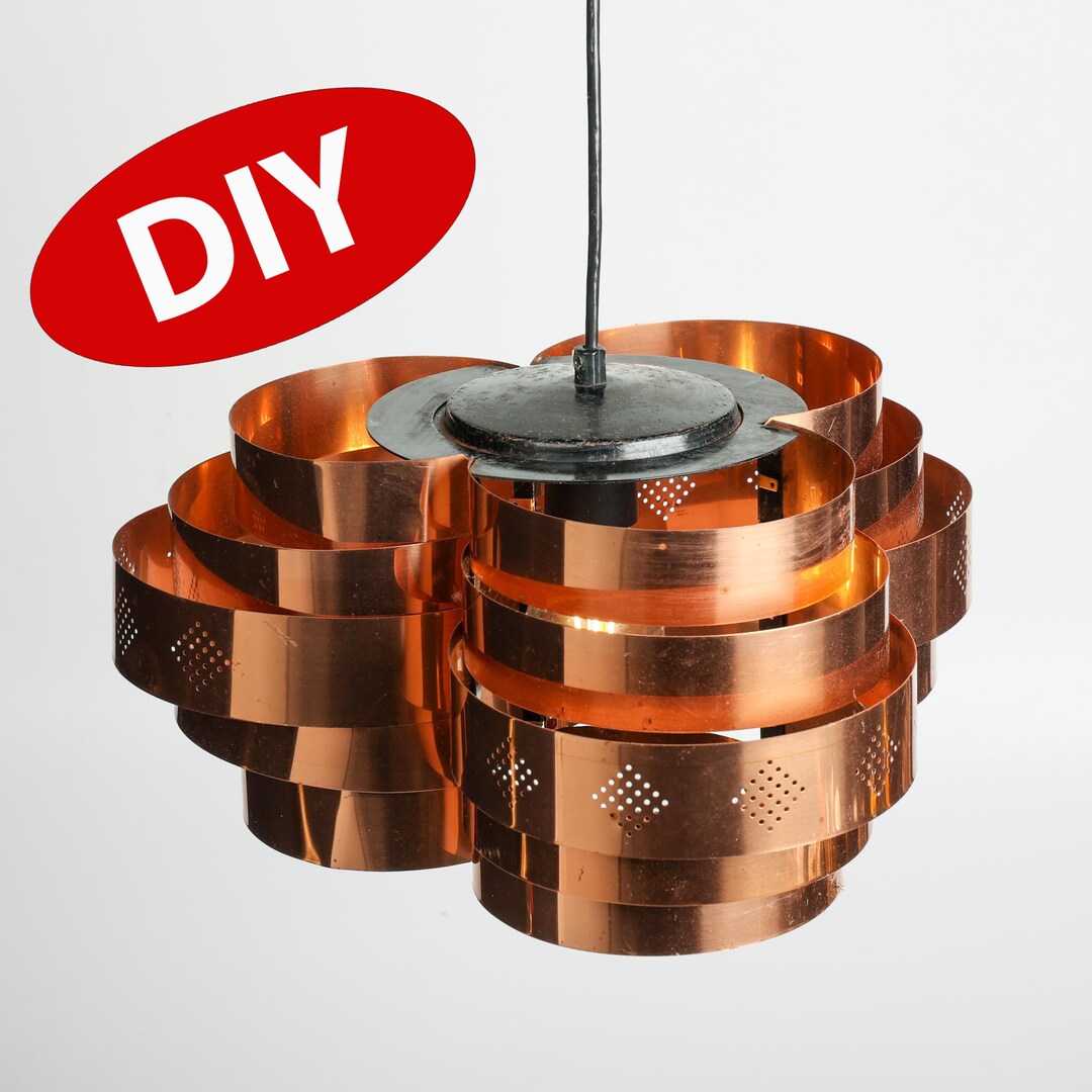 Vintage Coronell Copper Pendant Lamp by Verner Schou Ca. 1960s Danish Hanning Lights, Sold as a ...