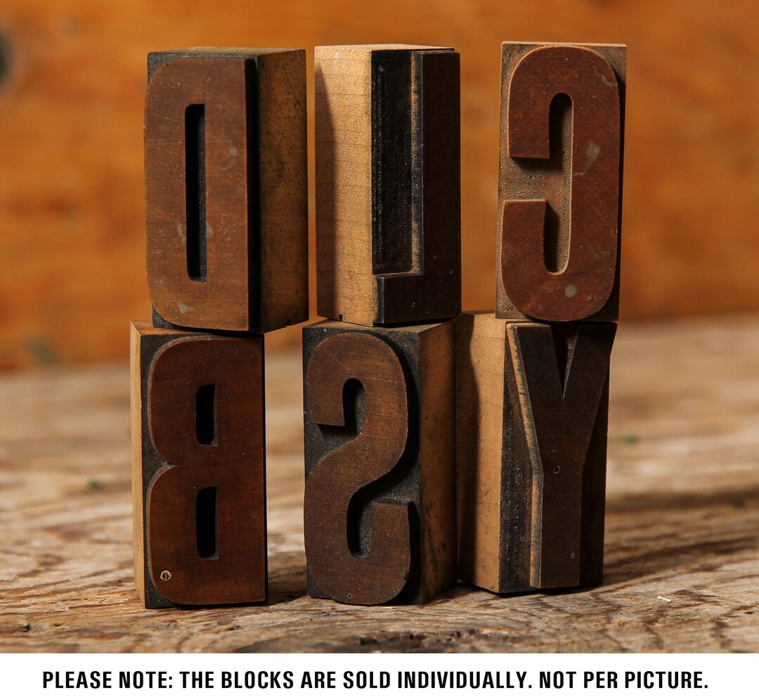 Large 5,5 Cm/ 2,17 Inch, Letterpress Blocks, Wood. Vintage, Great ...