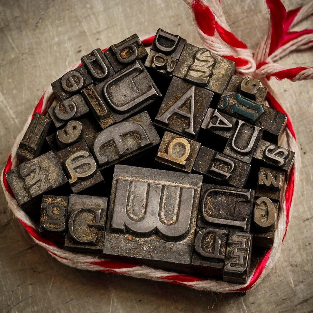 Set of U,m,e,a,d,g Antique Letterpress Letter Blocks, Vintage Printer ...