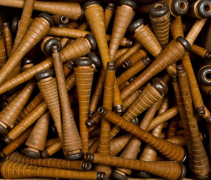 Vintage Frence Industrial Wooden Textile Mill Spool Thread Bobbin ...