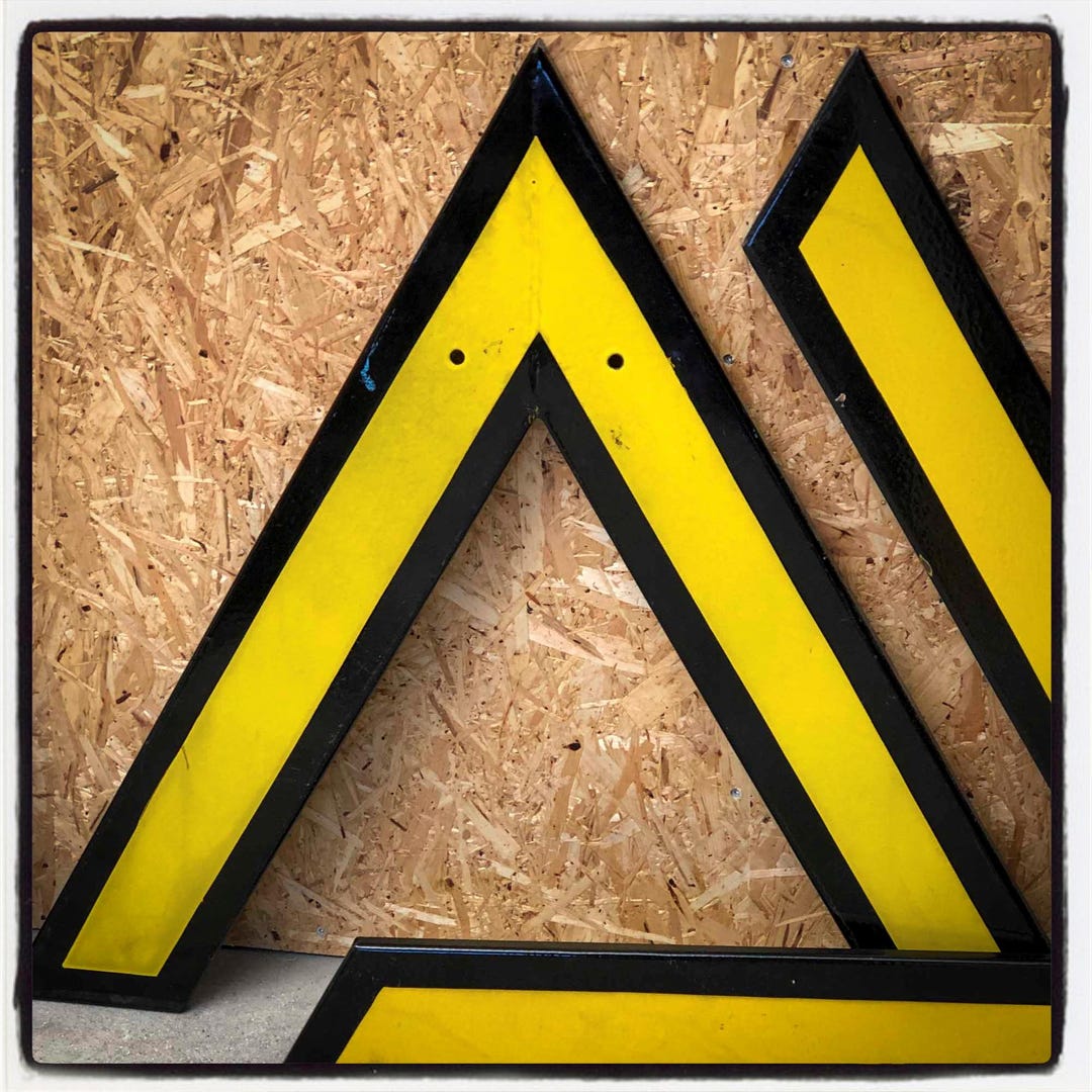 Vintage Railway Warning Sign | Yellow & Black Reflective Enamel ...