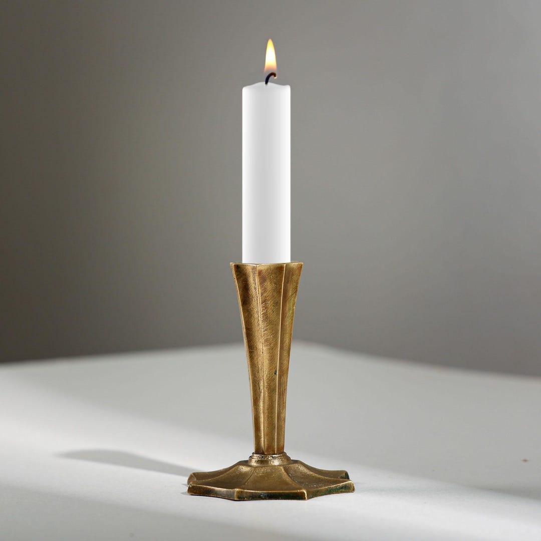 Vintage Brass Candlestick – Art Deco Inspired Design With Fluted Stem ...