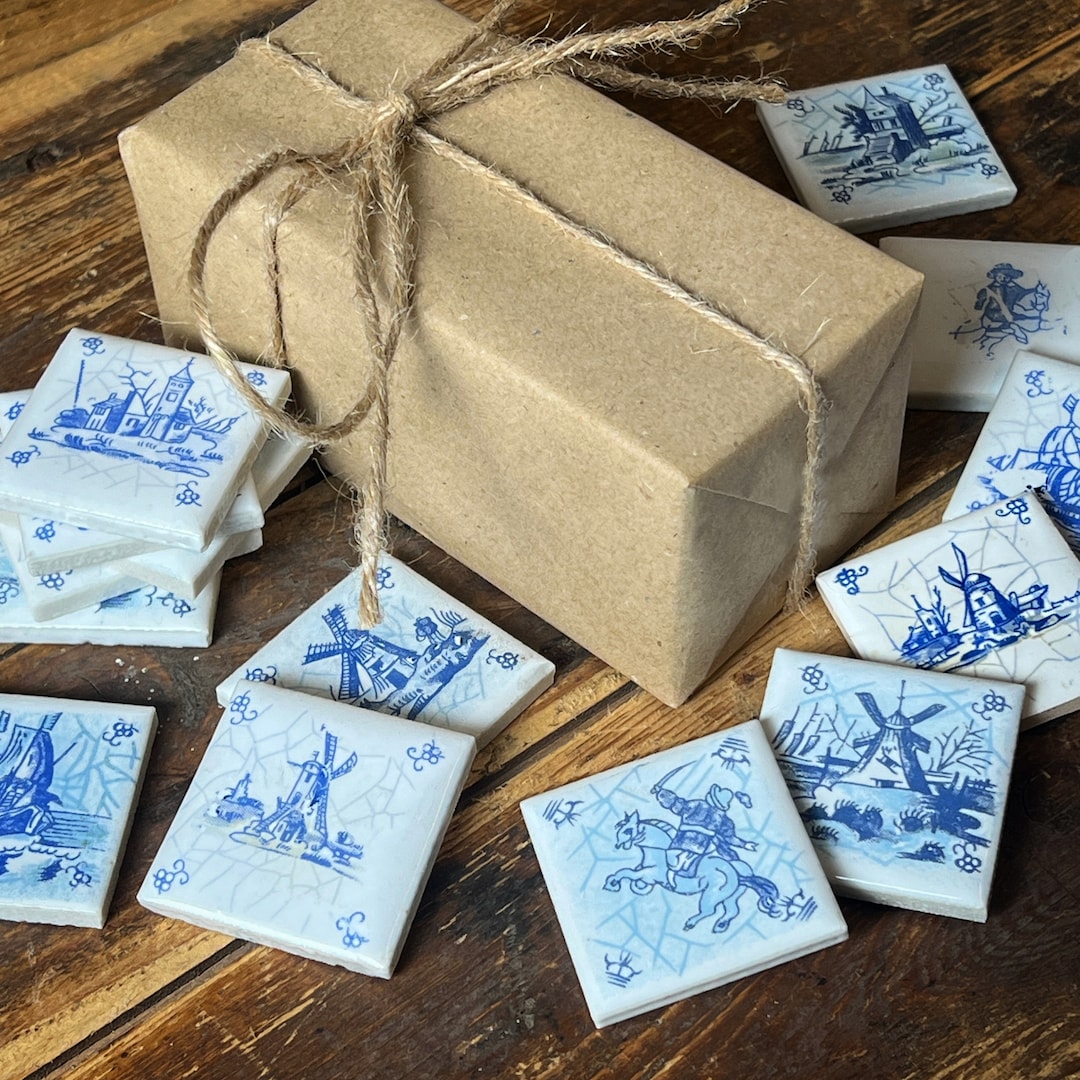 Vintage 1950s Driessen Chocolate Tiles – Dutch Ceramic Delft Style ...