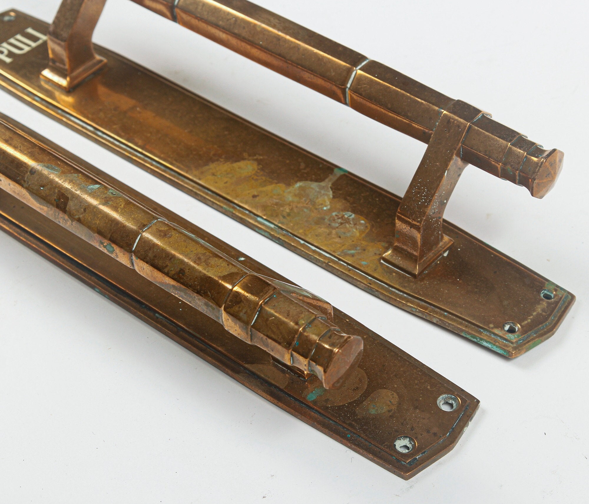 Antique Pull Plate Handles set of 2 Beautiful Door Handles in Patinated ...