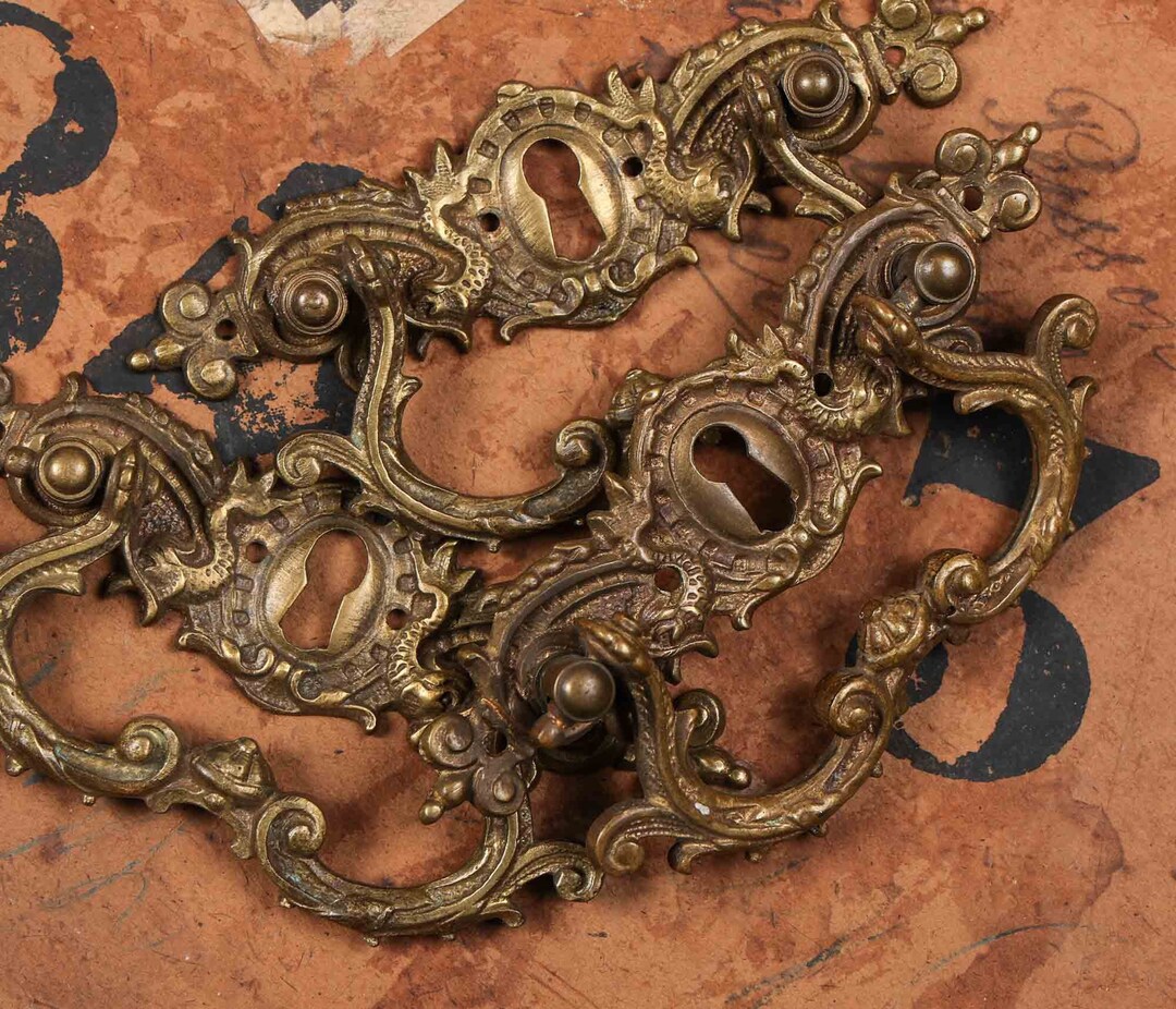 Vintage Reclaimed Antique Drawer Handles With Keyholes, Salvage From ...