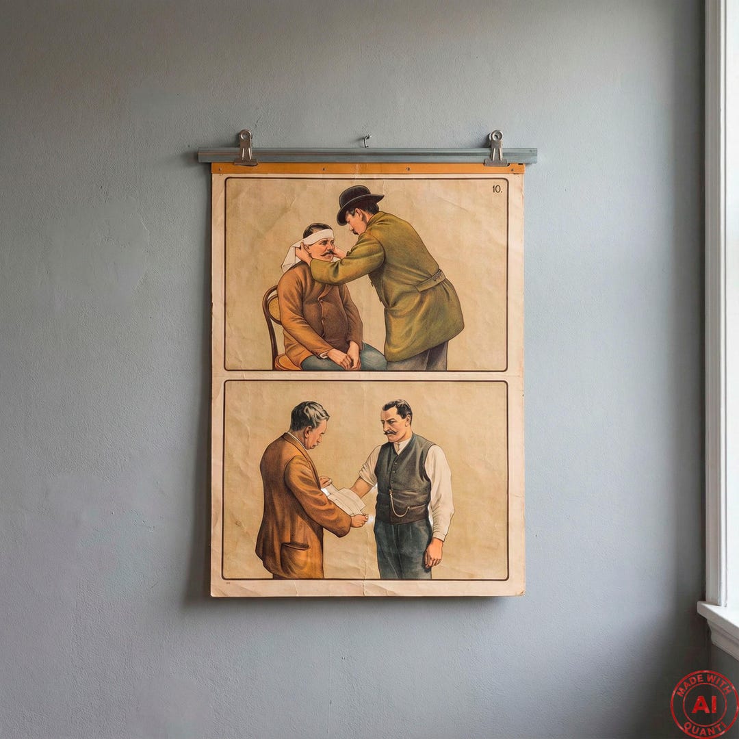 Picture Board Series "first Aid in Accidents" Vintage School Chart ...