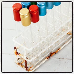 Vintage Test Tubes With Colorful Caps – Complete Set With Rack From Cap ...