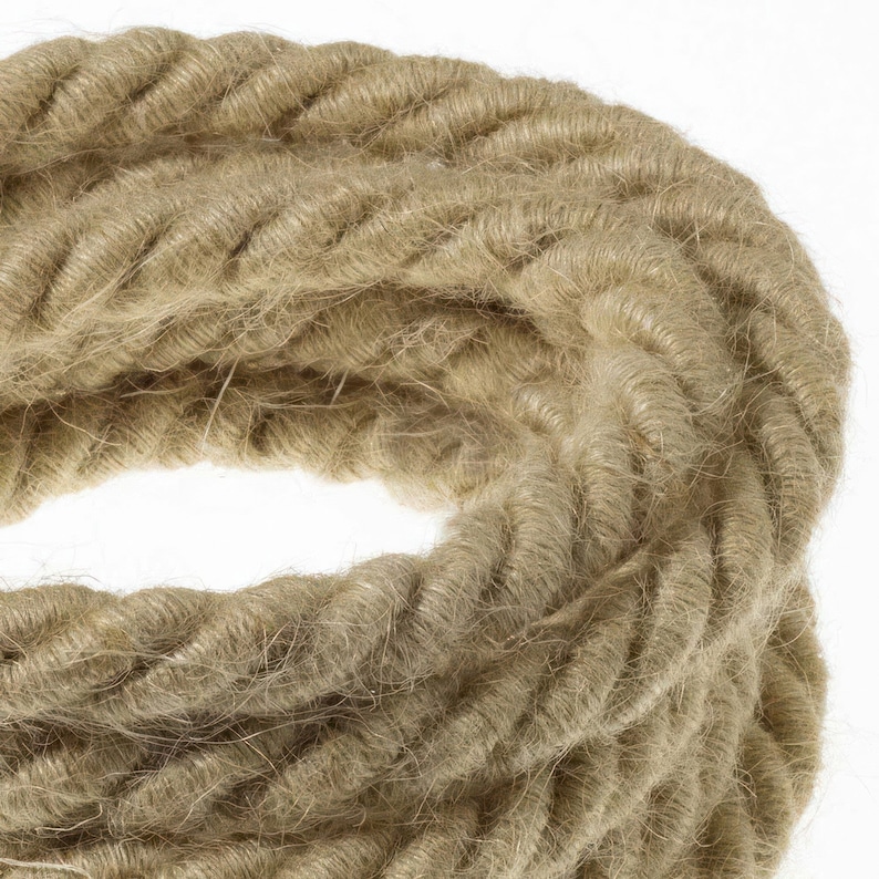 XL Electrical Rope Cord, Cable 3x0,75. Rough Jute Fabric Covering ...