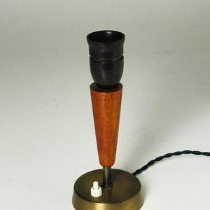 Vintage Small Table Lamp, Denmark 1960’s Brass and Teak Wood - Etsy