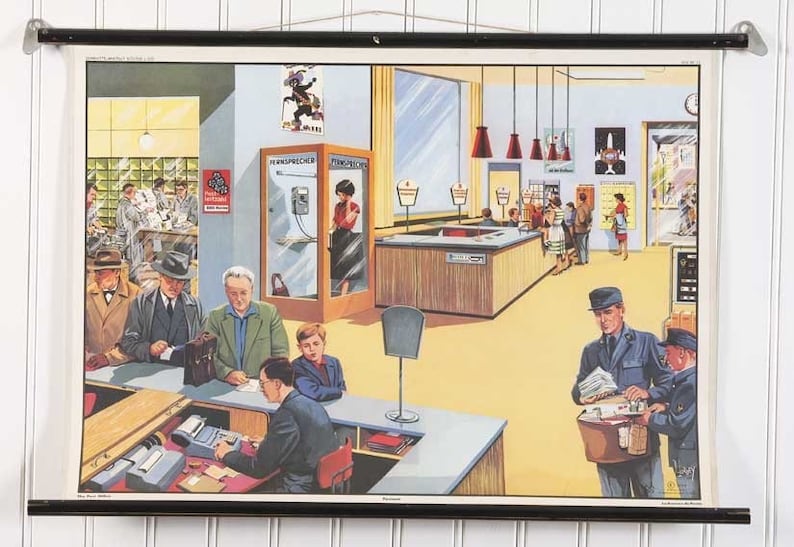 Vintage 1950s German School Poster, Daily Life Education Chart - Etsy UK