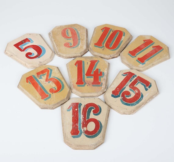 Antique carnival number, old charming hand painted wo… - Gem