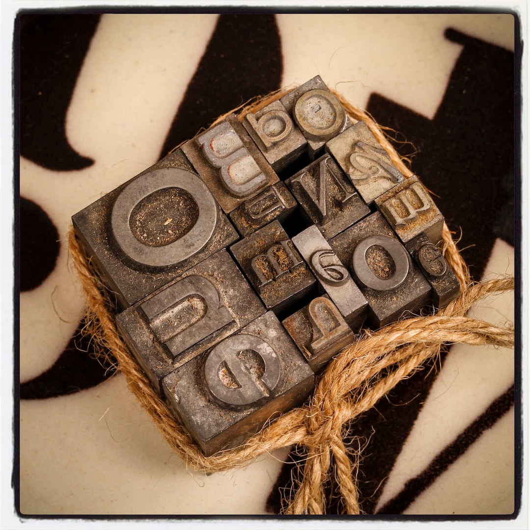 Set of P,o,n,e,m Antique Letterpress Letter Blocks, Vintage Printer ...