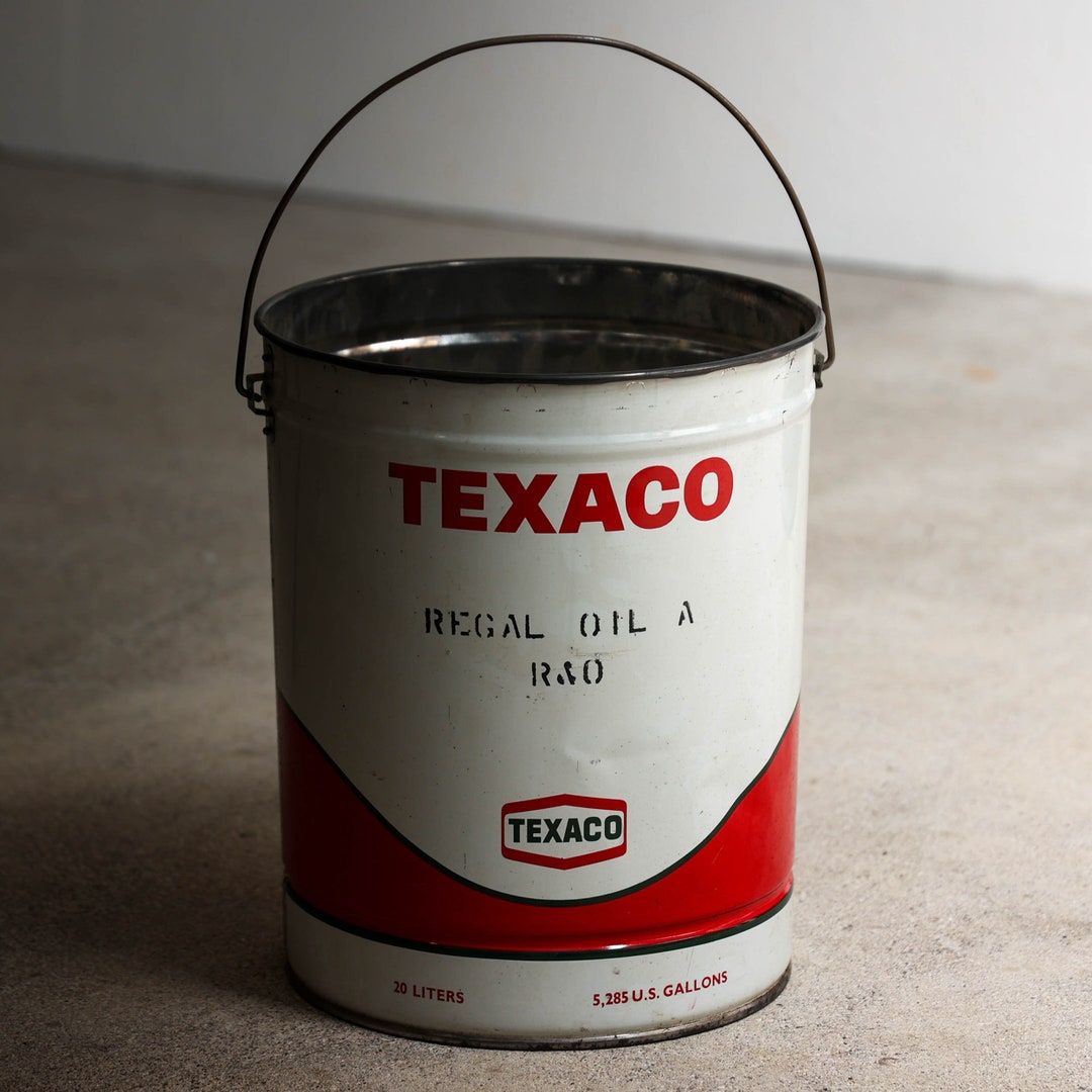 Vintage TEXACO Regal Oil 20L / 5,285 US Gallons Without Lid, Trash Bin ...