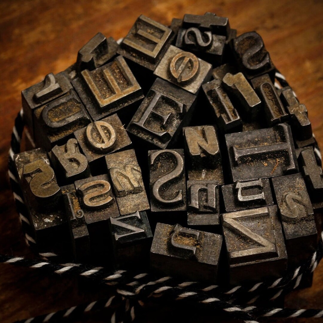 Set of E,n,t,s,u,r Antique Letterpress Letter Blocks, Vintage Printer ...