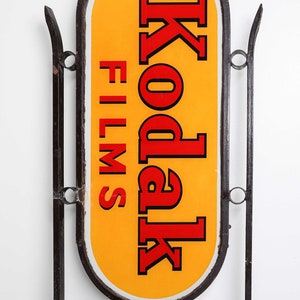 Kodak Films & Camera's, Double-sided Glass Sign, Mounted in Iron Frame ...