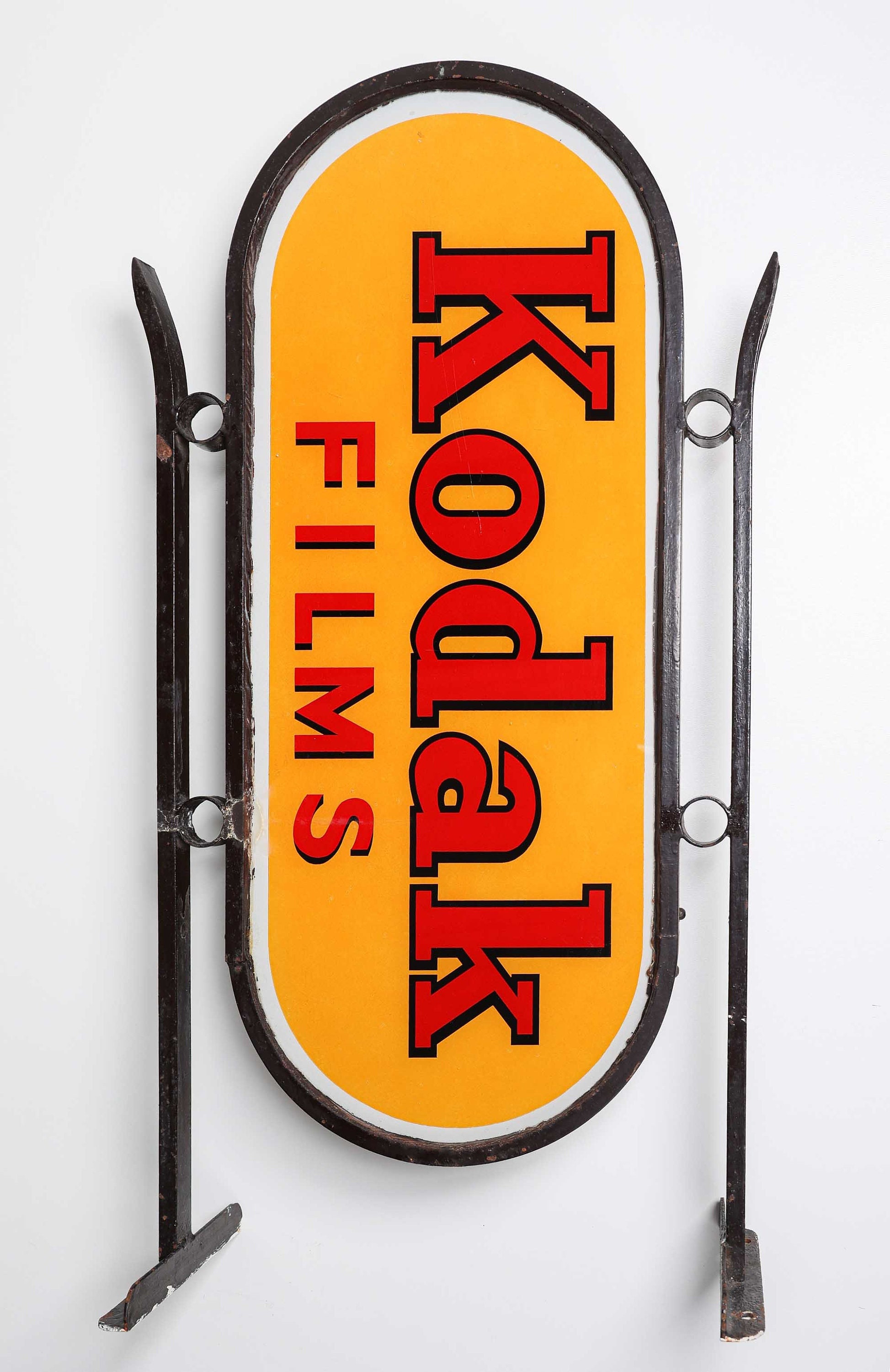Kodak Films & Camera's, Double-sided Glass Sign, Mounted in Iron Frame ...
