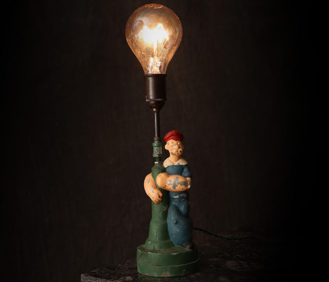 Vintage Popeye Electric Lamp, Tabel Lamp, 1935 Kings Syndicate Metal ...