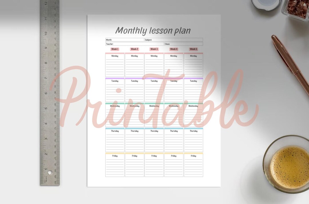 Colorful Simple Fun Monthly Lesson Plan - Homeschool, Classroom ...